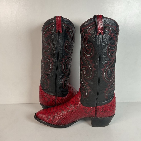 Larry Mahan | Shoes | Vintage Larry Mahan Cherry Red Python Snakeskin ...